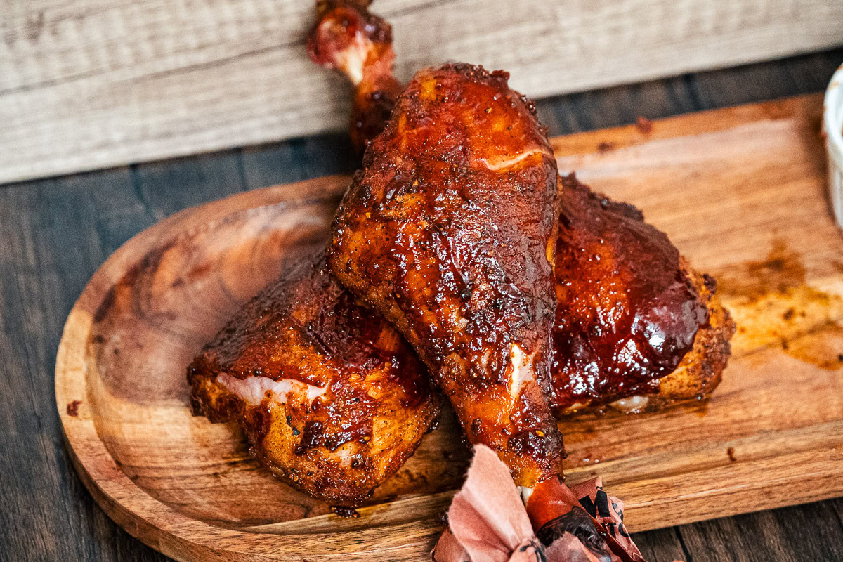 Smoked Turkey Legs with BBQ Glaze