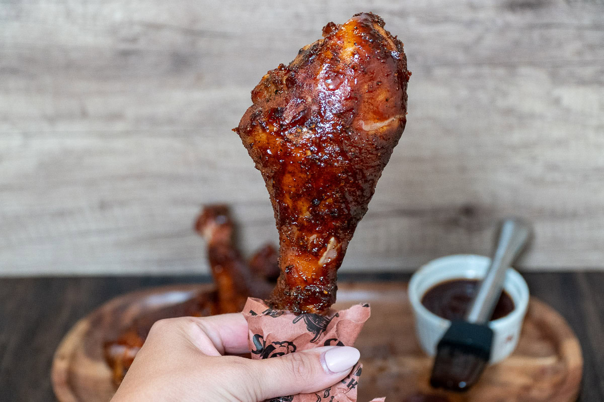 Smoked Turkey Legs with BBQ Glaze