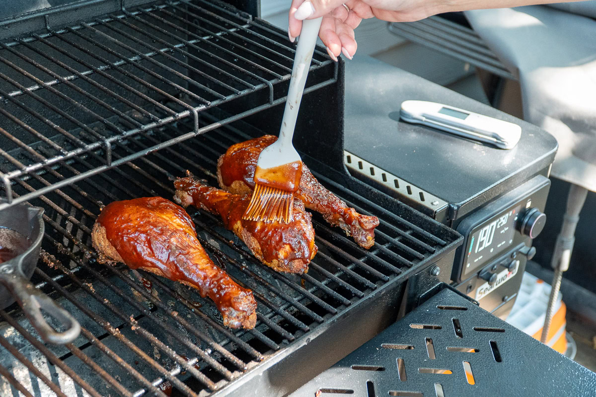 Smoked Turkey Legs with BBQ Glaze
