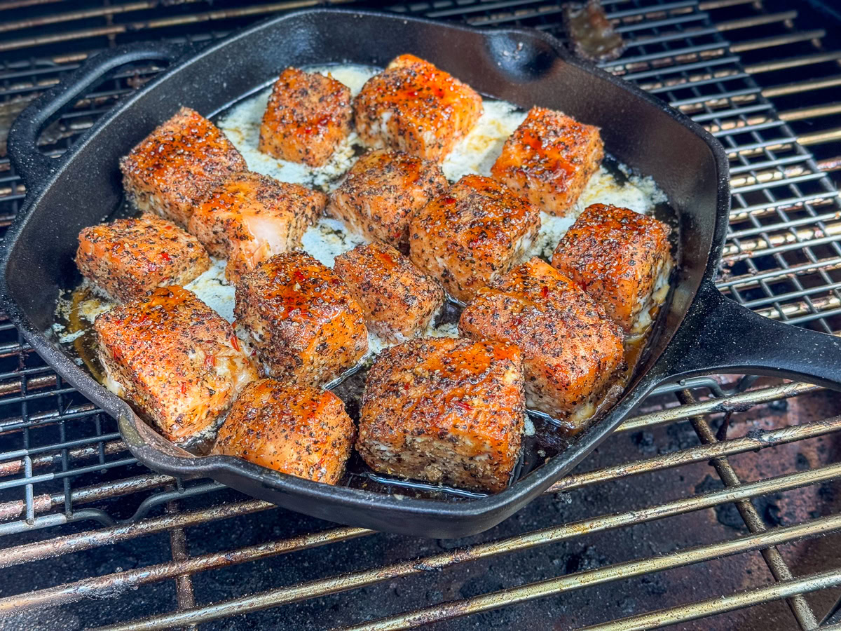 Smoked Salmon Burnt Ends (Hot Honey Salmon Bites) - Smoked BBQ Source